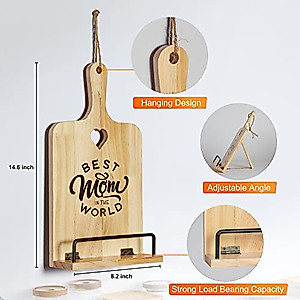 Gifts for Mom - Mother's Day Gift for Mom from Daughter or Son - Wood Cookbook Stand Adjustable Personalized Christmas Gift for Mother, Women