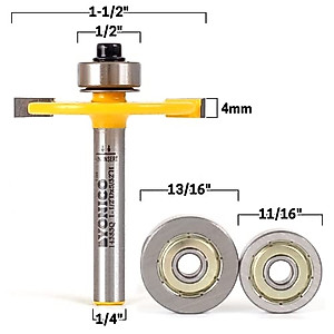 YONICO Biscuit Cutter Joint Slot Router Bit & Bearing Set 1/4-Inch Shank 14383q