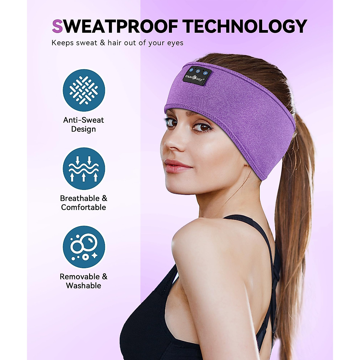 MUSICOZY Bluetooth 5.2 Headband Sleep Headphones Headband Headphones Sports Wireless Music Earphones Eye Mask Earbuds for Workout Running Travel Yoga Mom Women Cool Gadgets Unique Gifts