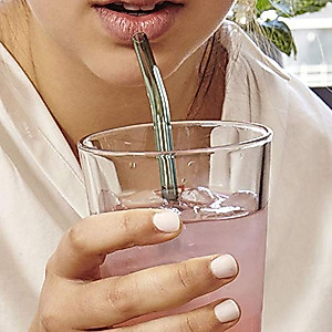 Kikkerland Reusable Glass Straws, 6 Assorted Colors (CU279)