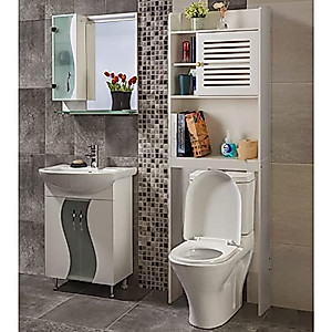 ALIMORDEN Over The Toilet Storage Cabinet Organzier, 71.45" H Freestanding Bathroom Spacesaver with Adjustable Shelves, 1-Door Toilet Storage Rack, White