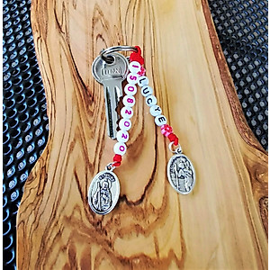 Custom Backpack Name Tags with Catholic Saint Medals - Personalized Bag Nametag