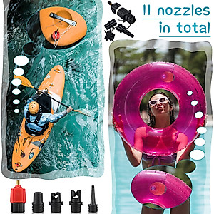 Treela Inflatable Pump Adaptor Air Pump Adapter Compatible with SUP Inflatable Car Air Compressor Valve Adapter with 9 Air Valve Nozzle for Paddle Board Inflatable Boat (Classic,Black, Red, Gold)