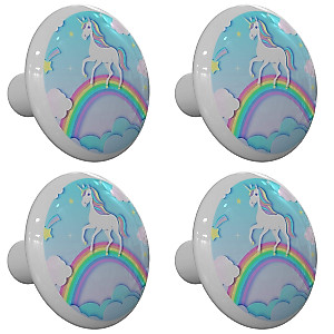 Gotham Decor Set of 4 Unicorn Rainbow Walker Drawer Knobs