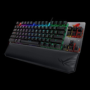 ASUS ROG Strix Scope TKL Deluxe 80% RGB Gaming Mechanical Keyboard, Cherry MX Red Switches, ABS Keycaps, Detachable Cable, Wider Ctrl Key, Stealth Key, Wrist Rest, Macro Support-Black (Renewed)