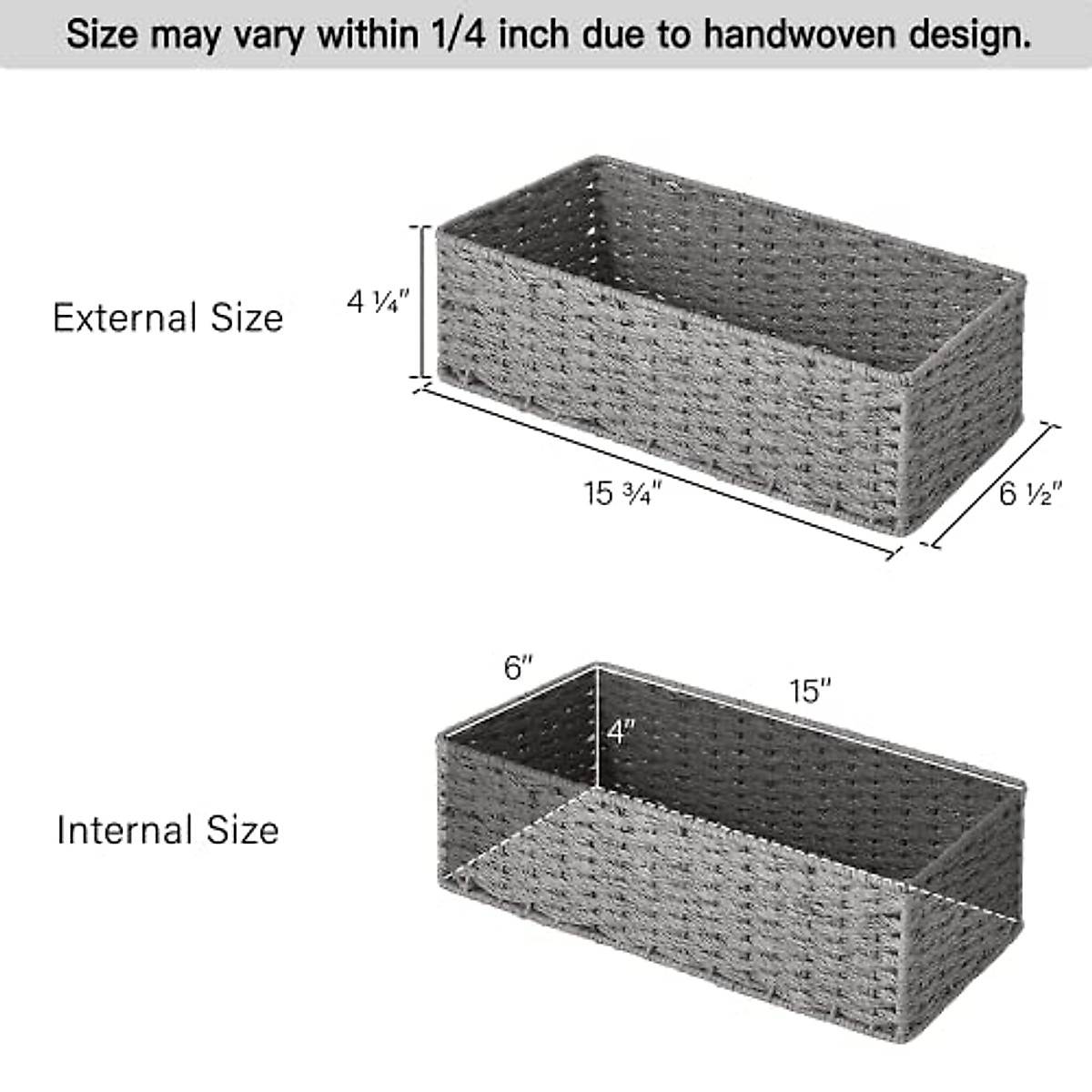 StorageWorks 2-pack Round Paper Rope Storage Baskets + 2-pack Bathroom Storage Organizer Basket