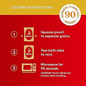 Royal Yellow Saffron Basmati Rice - Ready to Heat Basmati Rice - (4 Pack) 8.5 oz Microwaveable Pouch