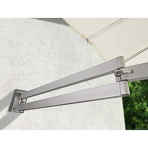 WAHHWF Backyard Wall Mount Umbrella, 8ft, 7ft, Outdoor Patio Umbrella with Bracket & Adjustable Pole, Tilting Sunshade Umbrella for Tight Small Space Garden Yard, Khaki, 7.2ft/2.2m