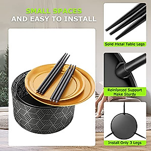 JEROAL Round Side Table Set of 2, End Table with Durable Iron Legs Support, Small Side Accent Table with Storage for Living Room Bedroom Outdoor and Small Space, Easy Assembly.