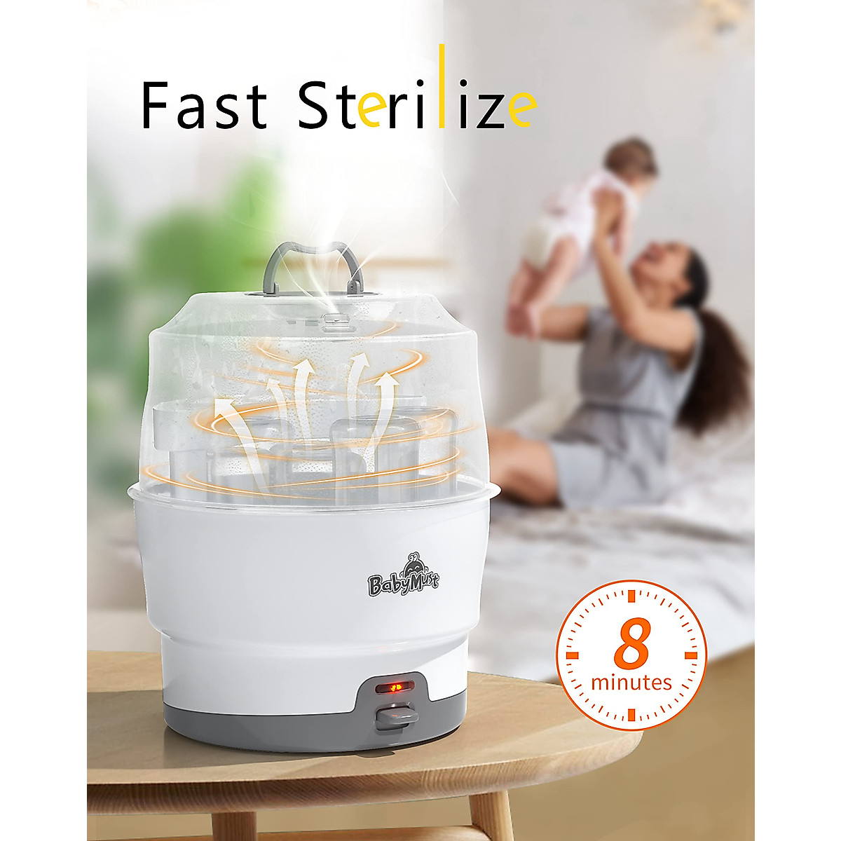 Bottle Sterilizer, Baby Bottle Sterilizer, Electric Steam Bottle Sanitizer for Baby Bottles, Pacifiers, Nipples, Teethers, Breast Pump Accessories, One Button Control, Easy BPA-Free Bottle Cleaner