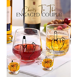 Wedding Gift for Couples - Unique Engagement Gift for Couples,Unique Bridal Shower Gift,Bride and Groom Shot Glasses,Wine&Whiskey Glass Gift for Mr and Mrs,Newlywed,His and Hers Gifts