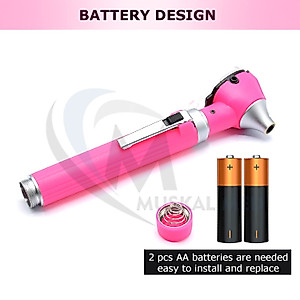 MuskalMed MuskLife Otoscope - Ear Scope with Light, Ear Infection Detector, Pocket Size, in 10+ Colors! Pink Style