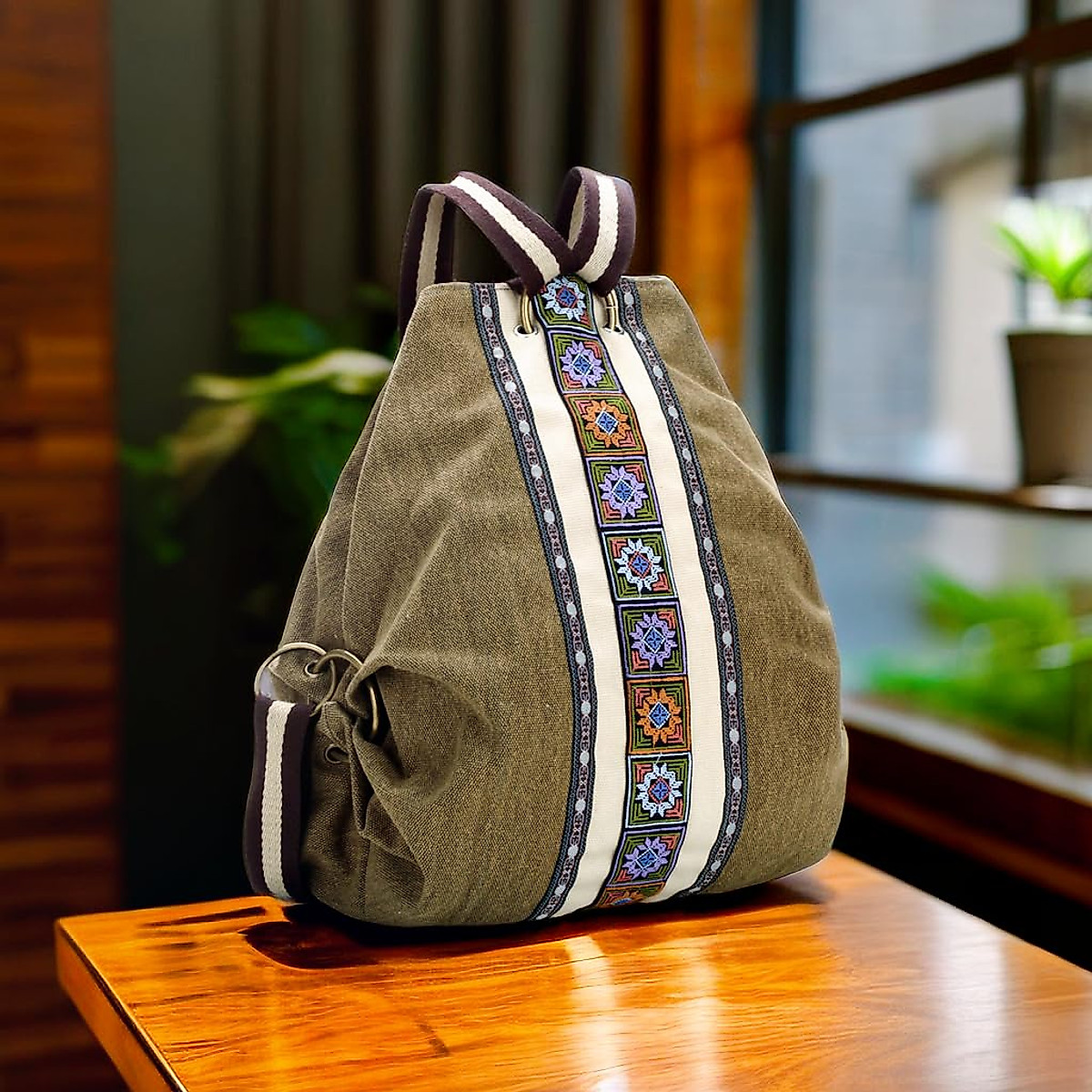 Women Canvas Backpack Daypack Casual Shoulder Bag, Vintage Heavy-duty Anti-theft Travel Backpack