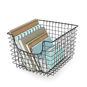 Spectrum Diversified Scoop Wire Basket, Vintage-Inspired Steel Storage Solution for Kitchen, Pantry, Closet, Bathroom, Craft Room & Garage, Pack of 1, Industrial Gray