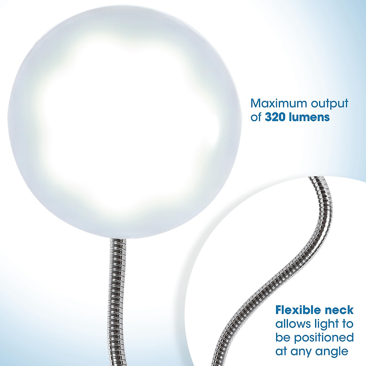 OttLite LED Cone Clip Lamp | Task Lamp, Desk Lamp | Sturdy Clip, Flexible Neck | Great for Home, Office, Work Space, Dorm