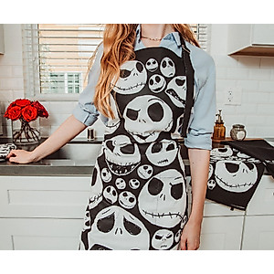 Ukonic Disney The Nightmare Before Christmas Jack Skellington Faces Cooking Apron For Kitchen, Baking, BBQ