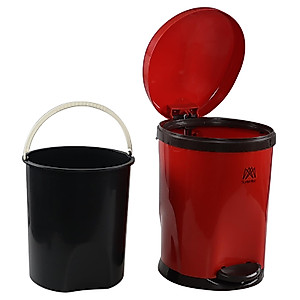Vadidiya 2.6 Gallon Plastic Step on Trash Bin, Round Garbage Can with Foot Pedal, Red