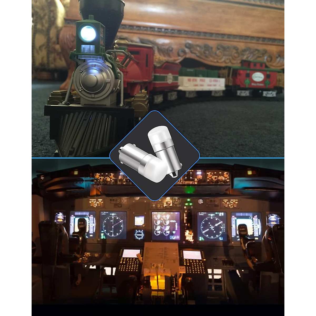 Keiurot 1820 Bulb #313 1445 1813 1816 1815 53 57 BA9S Led Bulb 10-30Volt for Lionel Train Light Bulbs, Instrument Indicator Lights, House Number Light Bulb 1818 1819 1893 Warm White 5Pack