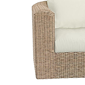 TK Classics Club Chair, Almond Wicker with White Cushion