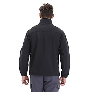 TRAILSIDE SUPPLY CO. Men's Softshell Jacket Fleece Lined Windbreaker,Lightweight Water Resistant Winter Coat,Black, 3XL