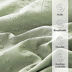 Geniospin Full Comforter Set, Bed in a Bag Sage Green Bedding Sets 7-Pieces, Botanical Pattern, All Season Comfortable Seersucker Bedding with Comforter, Sheets, Pillowcase & Shams(Full,80"x90")