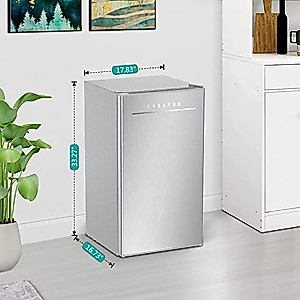 Frestec Small Refrigerator with Freezer, 3.1 cu ft Mini Fridge Retro Compact Refrigerator for Bedroom, Dorm, Office, Energy Star Ultra-Quiet Adjustable Temperature,(Sliver)