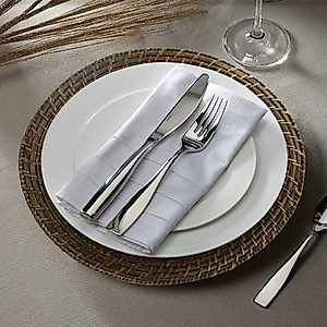 Jay Import Round Rattan Chargers Set of 4 Decorative Service Plates for Home, Professional Fine Dining Perfect for Events & Dinner Parties, Brick Brown, 13" " x 13" " x 0.5"