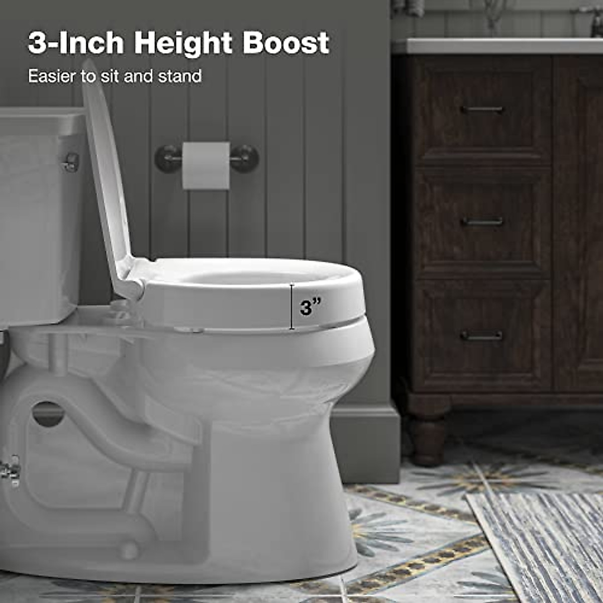 KOHLER Hyten Elevated Quiet-Close Round-Front Toilet Seat, White