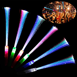 Skylety 6 Pcs Light up Wands Fiber Optic Glow Wands Bulk Flashing LED Flashing Sticks Flashing Wands for Birthday Concerts Favors Wedding Club Carnival Party(Pink, Green, Blue, White)