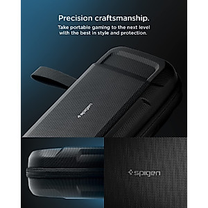 Spigen Rugged Armor Pro Designed for Steam Deck LCD (2022) / Steam Deck OLED (2023) Hard Shell Travel Carrying Case with Pockets for Accessories and Original Charger Storage Bag Carry Case - Black