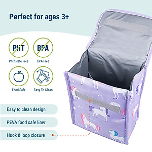 Wildkin Kids Insulated Lunch Bag – Reusable, Ideal for Hot/Cold Snacks, School & Travel - Unicorn