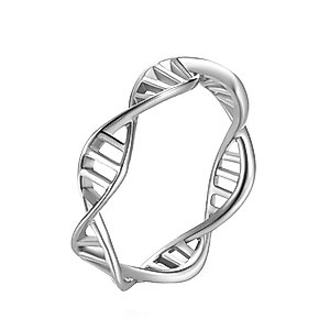 INRENG Women's Stainless Steel DNA Ring Chemistry Science Molecule Twist Rope Helix Band Silver Size 7