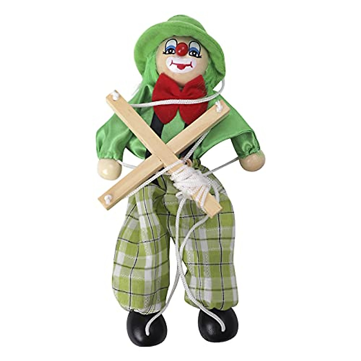 Hand Puppet Clown Wood Marionette Toys Pull Strings Puppet Doll Movable Hands and Feet,Xmas Parent-Child Interactive Fun Toys Gift