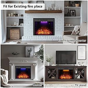 Dreamflame 36 inch Electric Fireplace, Wall Fireplace Electric with Remote Control, Realistic Log and Crackling Sound, Overheating Protection and Timer, 750/1500W Black
