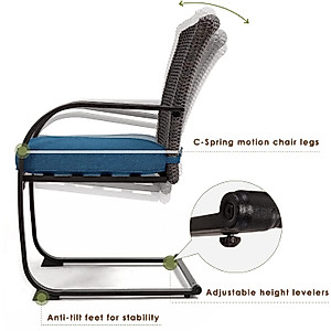 Grand patio 2 Piece Outdoor Wicker Dining Chairs, Spring Patio Furniture Dining Chairs Set of 2 with Cushions for Garden Pool Backyard Lawn, Peacock Blue