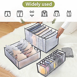 TOOVREN T-Shirt Organizer, Drawer Dividers for Clothes, Mesh Clothes Storage for Leggings, T-Shirts, Kids Jeans, Underwear (3Pack)