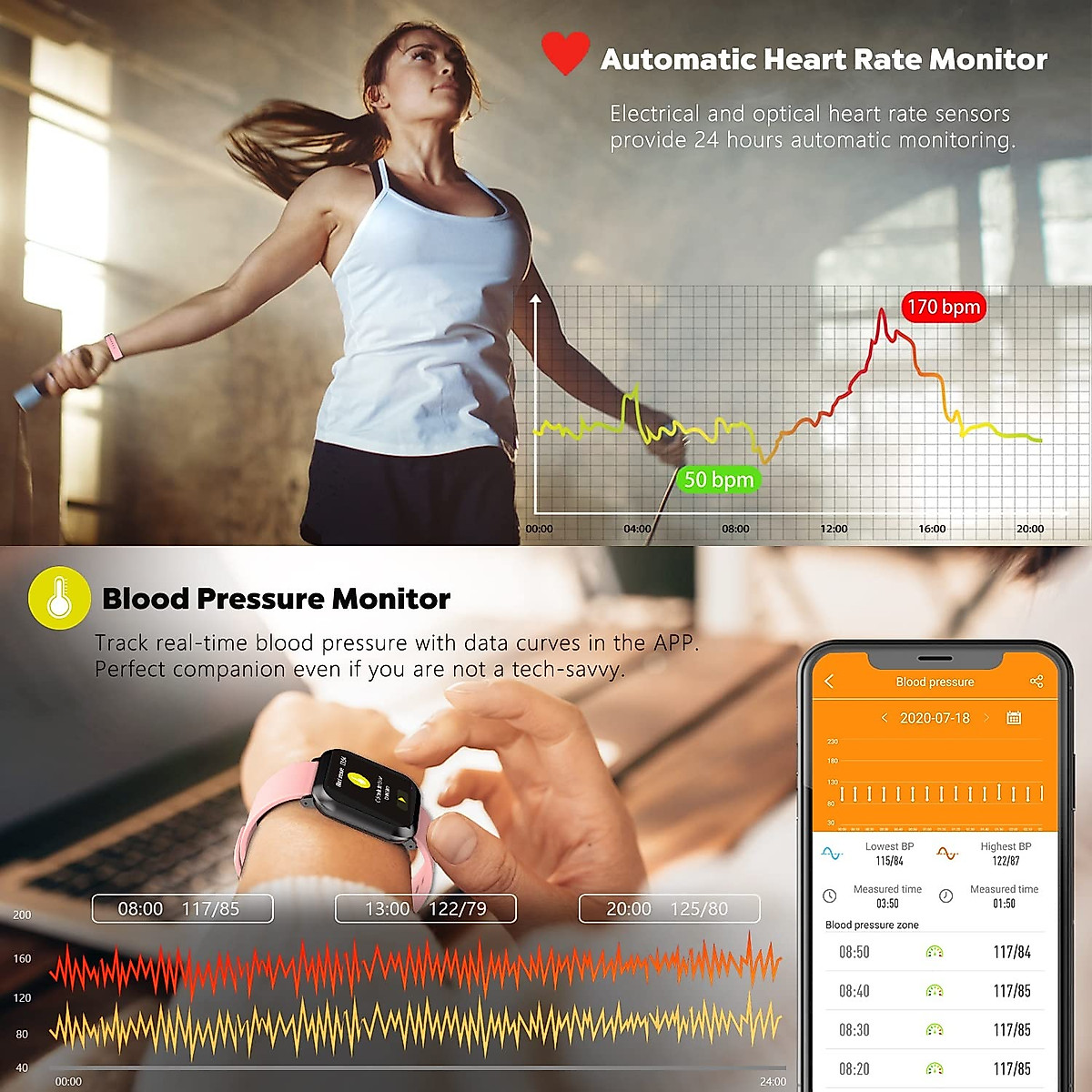 DoSmarter Fitness Watch, 1.3” Touch Screen Smartwatch, Waterproof Fitness Tracker with 10 Sport Modes, Step Calories Counter, and Sleep Tracking for Women Men