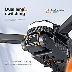 GBSELL Carbon Fiber Dual Camera Drone - 8K High-Definition Picture Level - 12 + Minutes Flying Time - Opticals Positioning Hover,393ft Maximum Flight Altitude for Party (BK 68A)