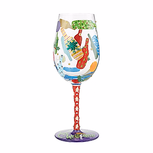 Enesco Designs by Lolita Holiday Open Before Christmas Hand-Painted Artisan Wine Glass, 15 Ounce, Multicolor