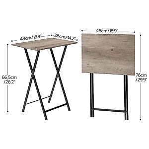HOOBRO Folding TV Tray Tables, Set of 2 Side Table for Small Space, Industrial Snack Tables for Eating at Couch, Stable Metal Frame, Easy Assembly, Space Saving, Greige and Black BG25BZ01
