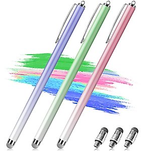 Long Stylus Pen for Touch Screen [3Pcs Mesh tip Precise Touch] Universal Stylist Pen for iPhone iPad Chromebook Capacitive Digital Drawing Fine Point Styluses