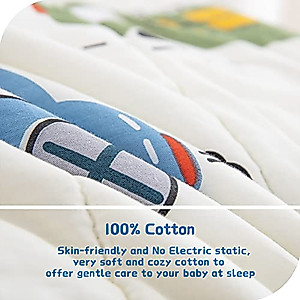 Cars Toddler Bedding Set Cotton Soft Reversible Crib Bedding Set for Boys Girls,4 Pieces Includes Comforter,Flat Sheet, Fitted Sheet and Pillowcase