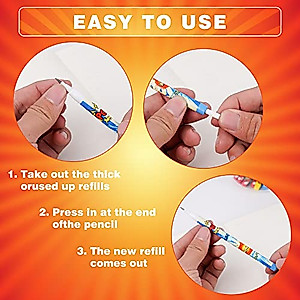 48 Pcs Superhero Text Pencils Translucent Pencil Multipoint Pencil Multicolor Non- Sharpening Stackable Pencils Pop Up Plastic Pencils Pow! Snap! Wham! Bang! Pencil Stationery Pencil，4 style