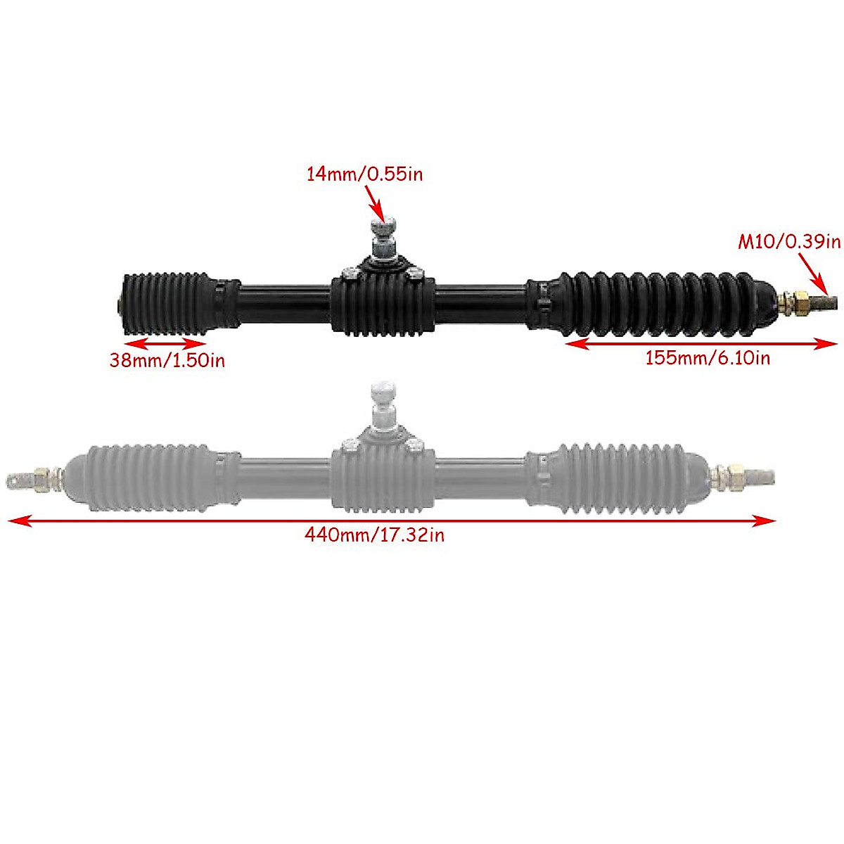ZXTDR 440mm(17 5/16") Steering Rack and Pinion Assembly fit for 110cc 125cc Go Kart Bike