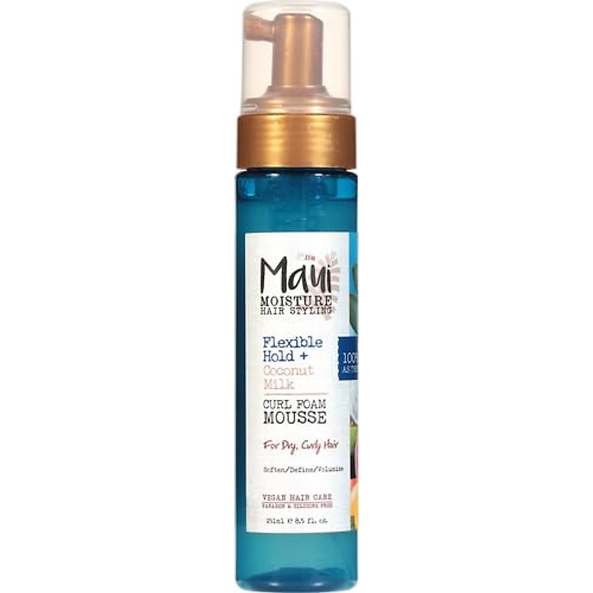 Maui Moisture Flexible Hold + Coconut Milk Curl Foam Mousse, for Curly Hair Styling, No Drying Alcohols, Parabens or Silicone, 8.5oz