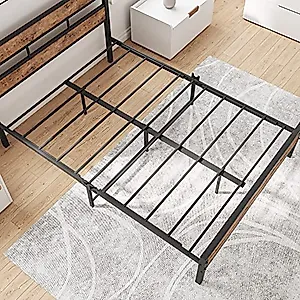 HOJINLINERO Full Size Bed Frame with Wood Headboard and Footboard,Platform Bed Frame Full No Box Spring Needed,Noise-Free,Heavy Duty Slats Support,Easy Assembly,Rustic Brown
