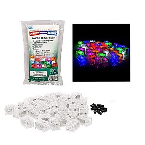 SCS Direct Light Up Building Blocks Bricks with On/Off Switch and Dim Ability- 40pc Multicolor Lights- Compatible and Fits Tightly with All Major Brands, Great for Activity Table & Projects, Xmas Gift