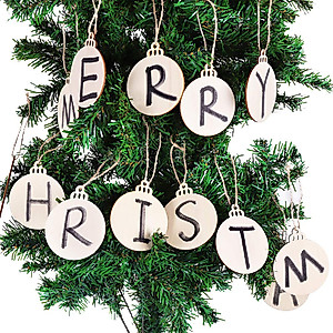 Max Fun 120Pcs Wood Slices 3.5" Wooden DIY Christmas Ornaments Unfinished Predrilled Wood Circles for Crafts Centerpieces Round Wooden Discs Hanging Decorations