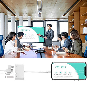 Unitrox iPhone Microphone Adapter for Live-Streaming, HDMI Adapter for iPhone to TV, Dual USB Female OTG Adapter with Charging Port Compatible with iPhone/iPad/iPod, No Application, Plug and Play