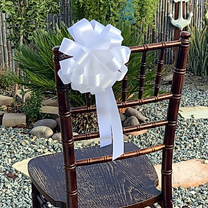 White Pull Bows with Tails - 8" Wide, Set of 6, Veteran's Day, Christmas, Wedding, Gift Bows, Reception, Fundraiser, Birthday, Valentine's Day, Mother's Day, 4th of July